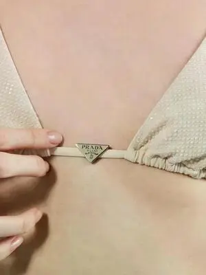 Prada Rhinestone-embellished Triangle Bikini Top - Neutrals
