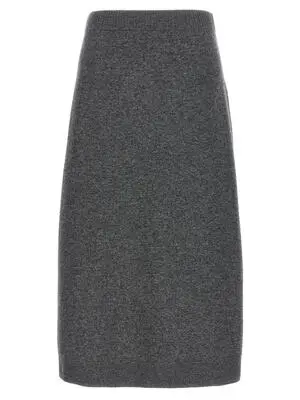 Brunello Cucinelli Brunello Cucinelli Stretch Cashmere Midi Skirt - Gray