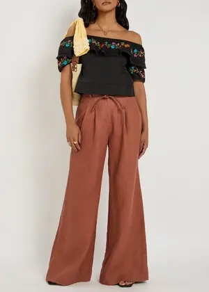 Rixo Floral-embroidered Cotton Top
