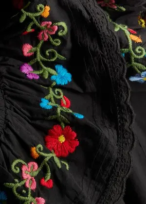 Rixo Floral-embroidered Cotton Top