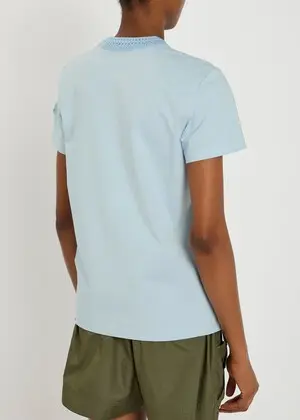 Moncler Woven Crew-neck Cotton T-shirt - Blue Light