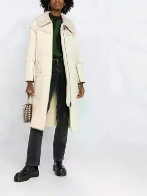 Closed Leather Shearling Coat
