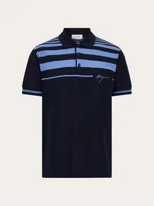 FERRAGAMO Striped Polo Shirt - Blue