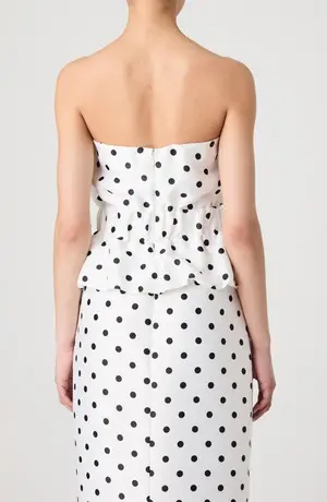 French Connection Polka Dot Strapless Peplum Top