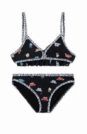 LIMEAPPLE Butterfly Print Bikini - Black