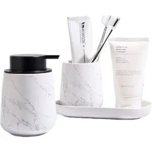 BOSILUNLIFE Marble 3-piece Bathroom Set Sustainable Ceramic - White