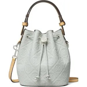 Tory Burch Mini T Monogram Pebble Leather Bucket Bag