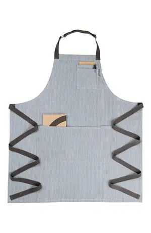 MEEMA Bib Apron With Pocketspinstriped - Blue