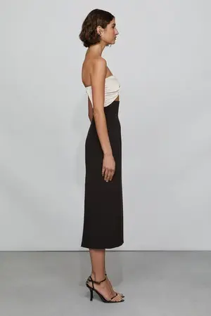 ET OCHS Marlo Strapless Midi Dress - Black/ivory