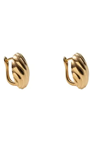 Argento Vivo Wavy Rib Button Stud Earrings - Gold