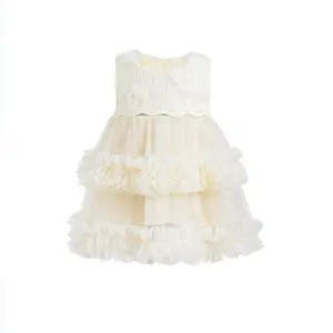 TULLEEN Flower Layered Tulle Dress - Ivory