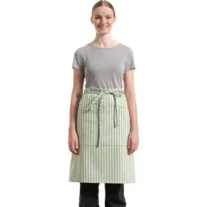 MEEMA Bistro Apron With Pocketsstriped Sage Green