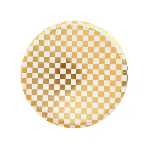 JOLLITY & CO Checkered Dessert Plates - Gold Clash