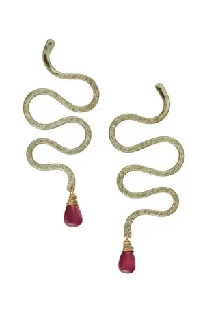 ALBISIA Serpent Ruby Drop Earrings - 14k Gold Filled