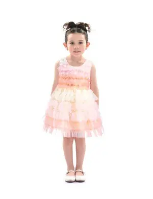TULLEEN Ruffle Layered Tulle Dress - Pink