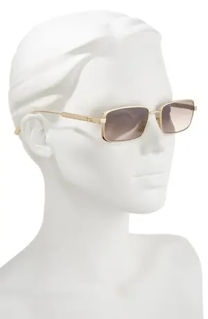 Dior Cannage S2u Rectangle Sunglasses - Shiny Gold / Gradient Smoke