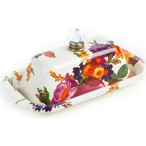 MACKENZIE-CHILDS Flower Market Enameled Steel Butter Box - White Multi