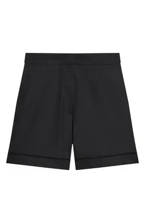 Theory Lattice Inset Stretch Cotton Shorts - Black