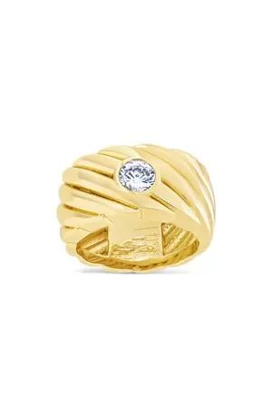 Sterling Forever Blythe Cubic Zirconia Band Ring - Gold