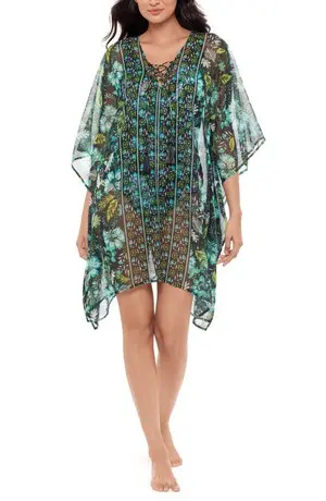 MIRACLESUIT® Florica Metallic Cover-up Caftan - Black Multi