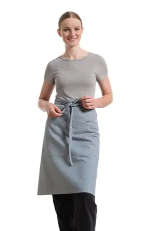 MEEMA Bistro Apron With Pocketspinstriped Blue