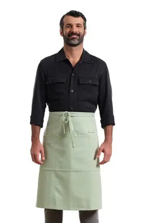 MEEMA Bistro Apron With Pocketspinstriped - Sage Green