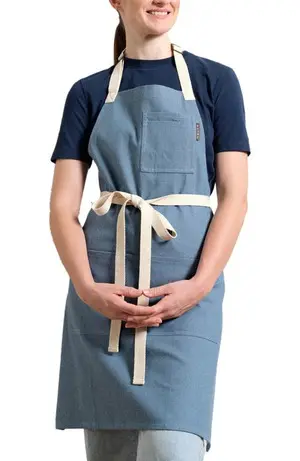 MEEMA Bib Apron With Pocketstwill Blue