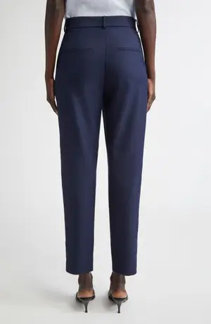 St. John Morgan Stretch Gabardine Ankle Pants - Navy