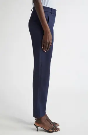 St. John Morgan Stretch Gabardine Ankle Pants - Navy