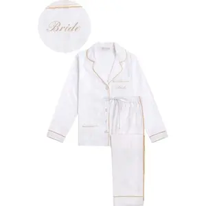 KIP Bride Cotton Long Pajama Set - Lily White