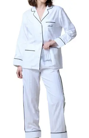 KIP Bride Cotton Long Pajama Set - Monochrome