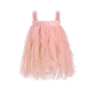 TULLEEN Sleeveless Ruffle Layered Dress - Pink