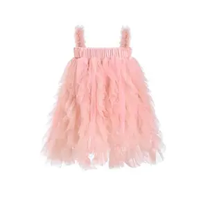 TULLEEN Sleeveless Ruffle Layered Dress - Pink