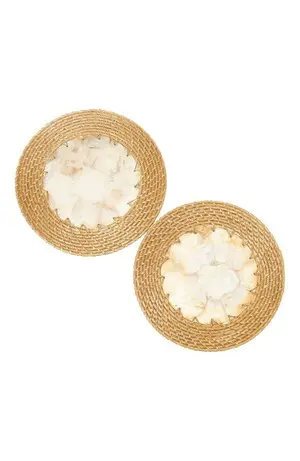 KUBO Capiz Shell Placemats With Set Of 2 - Natural Rattan