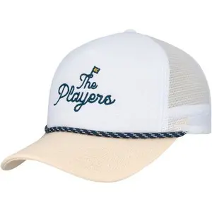 BARSTOOL GOLF Tan The Players Nailhead Canvas Rope Adjustable Hat - White