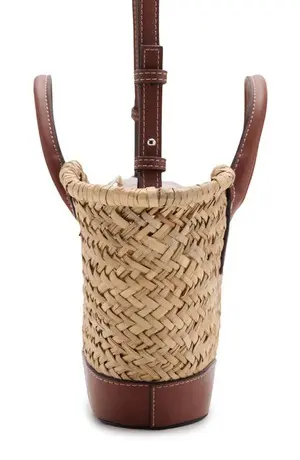 Mango Small Double Handle Natural Fiber Crossbody Bag