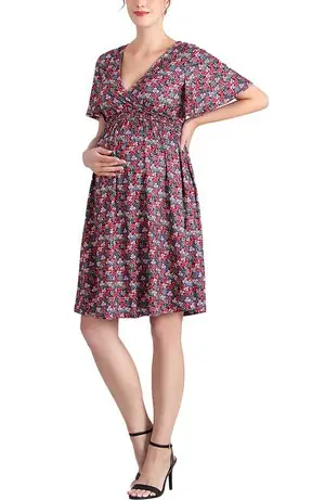KIMI + KAI V-neck Maternity/nursing Dress - Multicolored