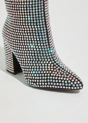 SPARKL Milan Rhinestone Embellished Boots - Black