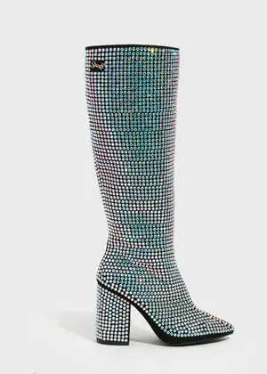 SPARKL Rhinestone-embellished Milan Boots - Black