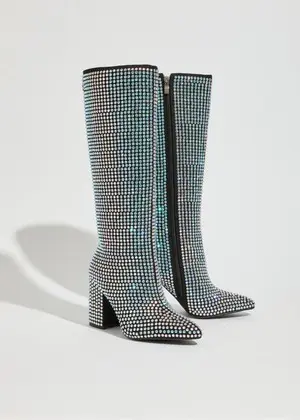 SPARKL Rhinestone-embellished Milan Boots - Black