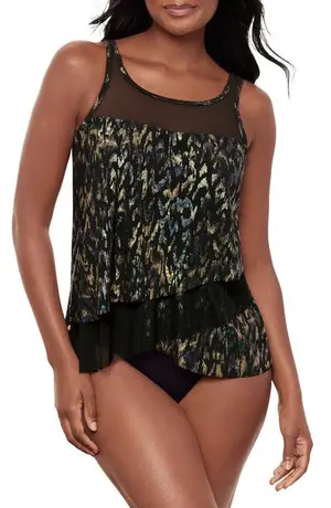Miraclesuit Sparkle Plenty Mirage Tankini Top - Black Multi