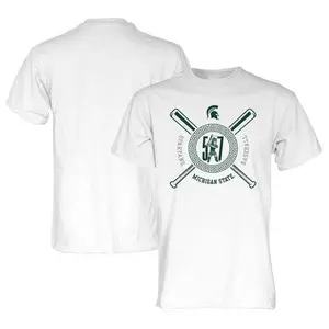 BLUE 84 Michigan State Spartans 517 Day Baseball T-shirt - White