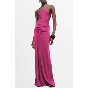 Mango Draped Strapless Dress