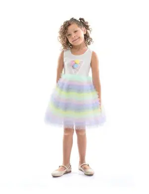 MIMI TUTU Ruffle Tiered Pom Dress