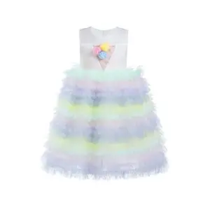 MIMI TUTU Ruffle Tiered Pom Dress
