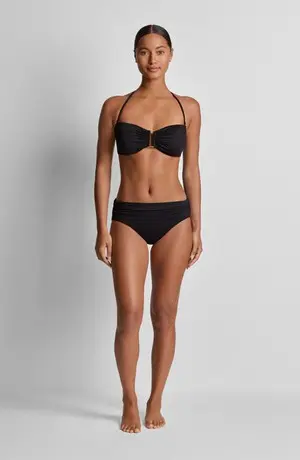 Ralph Lauren Solid Metal Accent Bandeau Bikini Top