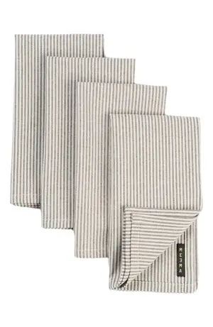 MEEMA Cloth Napkinsset Of 4pinstriped - Charcoal