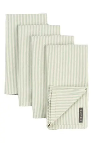 MEEMA Cloth Napkinsset Of 4pinstriped - Sage Green