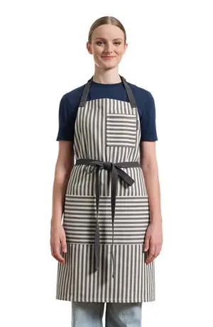 MEEMA Bib Apron With Pocketsstriped - Charcoal