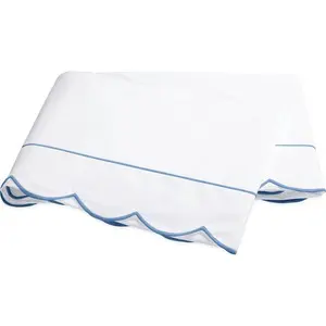 MATOUK Butterfield 500 Thread Count Cotton Percale Flat Sheet - Ocean
